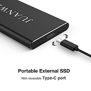 JUANWE 1TB Solid State External Hard Drive USB 3.0 Type-C Portable SSD High-Speed Read & Write Up to 550MB/s & 510MB/s, External Hard Drive for PC/Laptop/Mac, Black