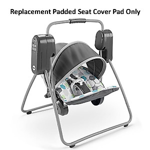 Replacement Part for Fisher-Price On-The-Go Baby Swing - GKH40 ~ Replacement Padded Seat Cover Pad ~ Blue, Green and Gray Hexagon Print