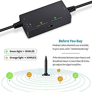 TV Antenna, 2023 Newest HDTV Indoor Digital TV Antenna 280+ Miles Range with Amplifier Signal Booster 4K HD Free Local Channels Support All Television with 16.4ft High Performance Coax Cable