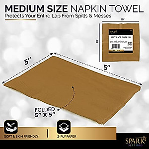 Amcrate Big Party Pack 100 Count Gold Beverage Napkins - Ideal for Wedding, Party, Birthday, Dinner, Lunch, Cocktails. (5” x 5”)