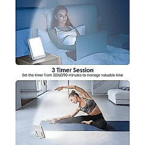 SUXIO Light Therapy Lamps Rechargeable, 10000 Lux Sunlight Lamp, Therapy Light with Wake-Up Function, Daylight Lamp with Memory Function, Happy Lamp Use As Lift-Mood, Light Therapy Box for Home/Office