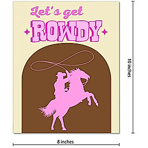 Pink Western Cowgirl Theme Wall Art Aesthetic Poster Preppy Room Decor, Retro Cowgirl Canvas Print, Glamour Cowgirl Wall Art for Girls Room College Dorm Room Decoration, Set of 4-(8"x10" Unframed)