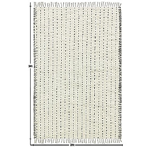 Casavani Boho Bathroom Rug Machine Washable Throw Rugs Bohemian Geometric Area Rug with Tassels Hand Woven Farmhouse Kitchen Sink Rug for Dining Room Bedroom 12x18 Feet