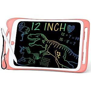Jasonwell Kids Drawing Pad Doodle Board 12'' Colorful Toddler Scribbler Board Erasable LCD Writing Tablet Light Drawing Board Educational Learning Toys Gift for 2 3 4 5 6 7 8 Year Old Girls Boys
