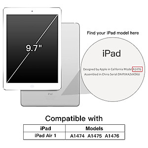 JETech Case for iPad Air 1st Edition (NOT for iPad Air 2/3/4/5), 9.7 Inch, Smart Cover with Auto Wake/Sleep (Misty Blue)