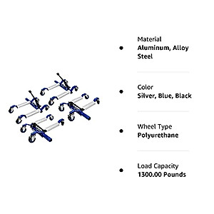 WEIZE Car Wheel Dolly, Heavy Duty Self Loading Dolly with Ratcheting Foot Pedal, 1300lbs Capacity, Set of 4