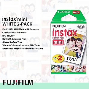 Fujifilm Instax Mini Link 2 Smartphone Instant Printer (Space Blue), Fuji Mini Film 20 Sheets, Protective Case, Accessory Bundle
