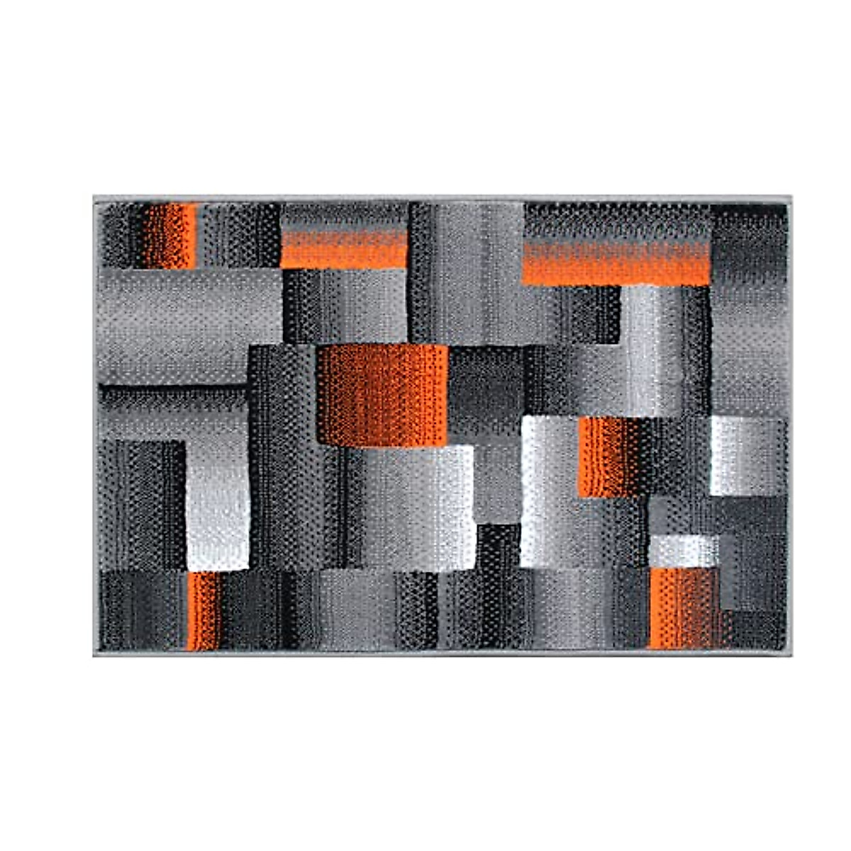 Flash Furniture Elio Collection Color Blocked Pattern Area Rug - High Pile Orange Olefin Rug - 2' x 3' Area Rug - Jute Backing - Hallway, Entryway, Bedroom