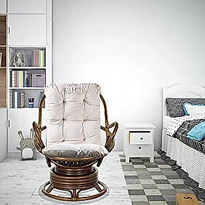 Big Hippo Solid Twill Swivel Rocker Chair Cushion Comfy Rocking Chair Cushion,Soft Thicken Rocking Chair Cushion with Ties for Outdoor Indoor Home Office,Beige 48" x 18"