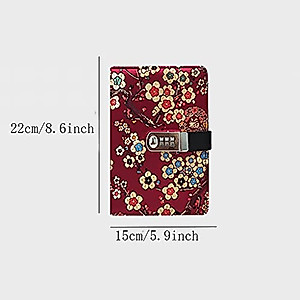 HMEI Password Lock Journal Diary Digital Locking Notepad Book Combination A5 Notepad Writing Book 130 Sheets 260 Pages For Women fashion notebook (Color : Blue)