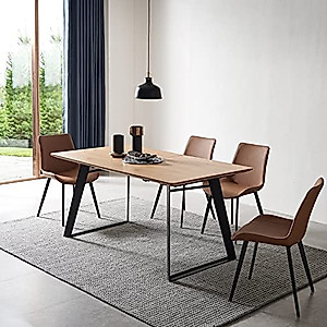ZckyCine Modern mid-Century Dining Table Dining Room Table and Chairs for 4 Rectangular Wooden Dining Table Extendable Dining Table Space-Saving Multifunctional Dining Table