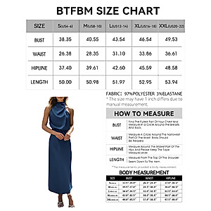 BTFBM Womens Sleeveless Cocktail Dresses Mock Neck Keyhole Elastic High Waist Evening Party Maxi Wedding Guest Dress(Solid Dark Blue, Large)