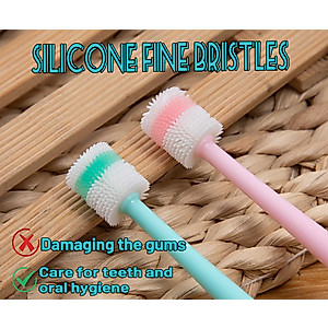 E.M&S.T by Emmeliestella Small Dog & Cat Toothbrush 360 Degree Soft Silicone, Cat Dental Care, Toothbrush Holder, Easy to Handle, Independent Packaging, Extra Suction Cup, Light Blue&Light Pink 3PCS