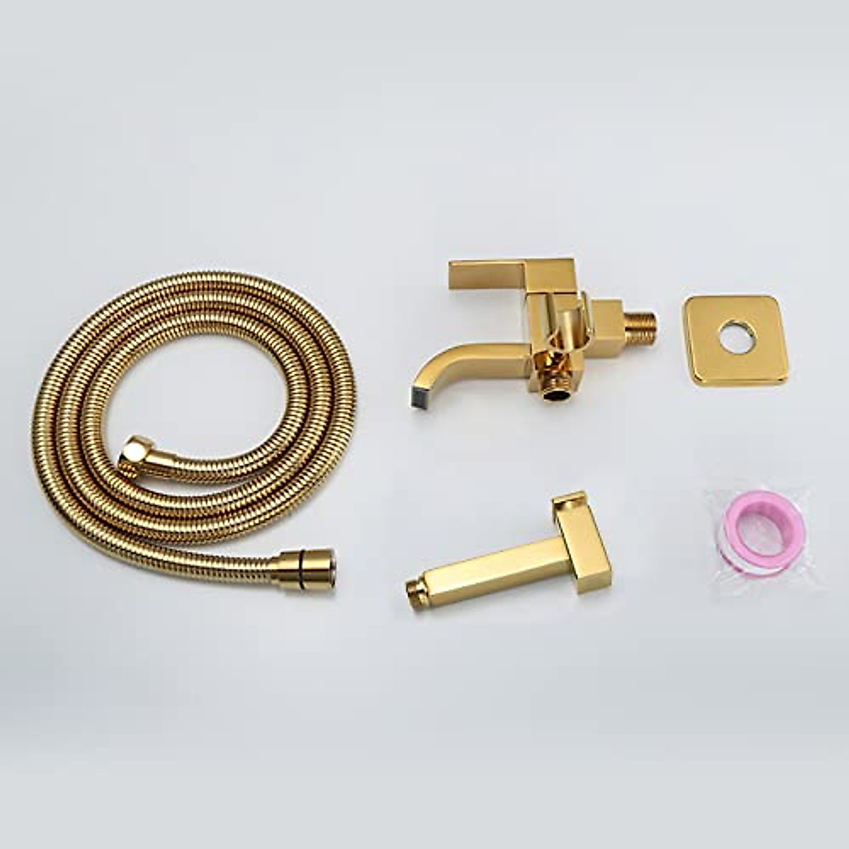 ifgswopq Handheld Bidet Sprayer with Tap Attachment Cold Water Bidet Shower Head and Hose Toilet Jet Spray for WC Brass Gold Toilet Douche Spray Kit,1.5m ()