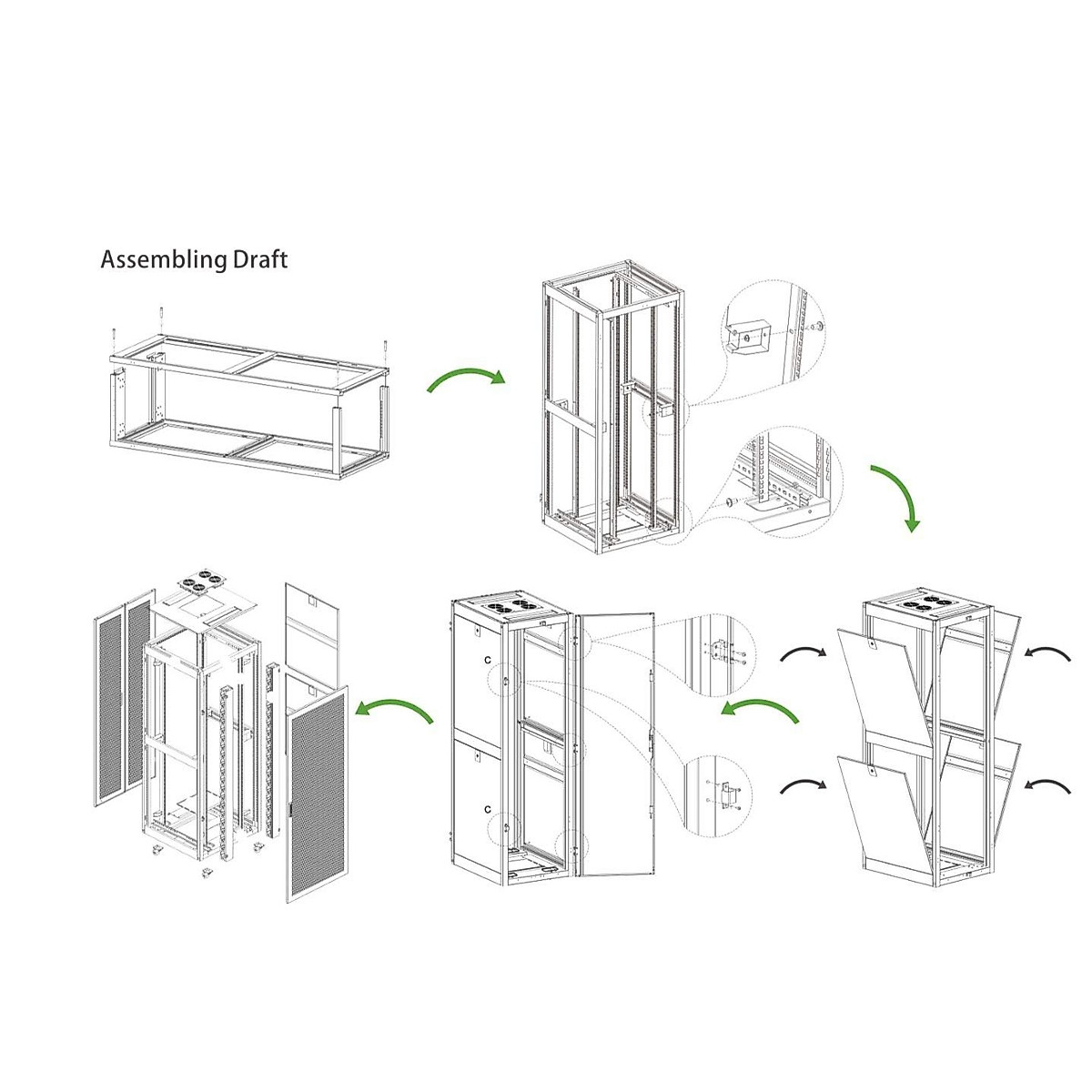 RAISING ELECTRONICS 42U Internet/Network Server Cabinet, 19 inch Installation, 1000mm Depth