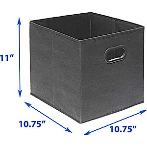 6 Pack - SimpleHouseware Foldable Cube Storage Bin with Handle, Dark Grey