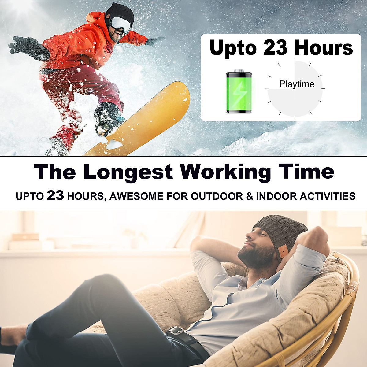 Bluetooth Beanie,Wireless Beanie Headphones Hat Unique Christmas Tech Gifts for Men Women Him Adults Teen Boys Girls (Black)