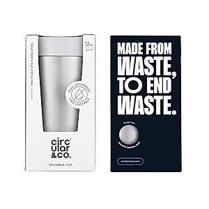 Circular & Co Stainless Steel Coffee Cup - 12oz - Insulated Reusable Travel Mug - Made from Recycled Stainless Steel - 100% Leakproof Coffee Mug - Fully Lockable - Insulated for 6 Hours