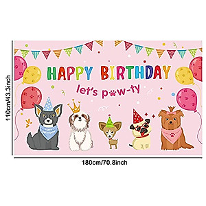 Dog Girl Party Decorations Pink Puppy Dog Themed Birthday Party Supplies Lets Party Banner Backdrop Dogs Cats Kids Birthday Photography Background Photo Booth for Pet Party Indoor and Outdoor