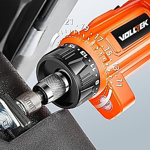 Volltek Cordless Screwdriver, 8V Max 10Nm Electric Screwdriver Rechargeable Set with 82 Accessory Kit and Charger in Carrying Case, 21+1 Cluth, Dual Position Handle, LED Light, VTCD2623