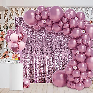 AIBIIN 6x7ft Rose Gold Sequin Backdrop Curtain Valentines Pink Decoration Shimmer Wall Photography Backdrop Glitter Sparkly Sequin Curtain Backdrop Girl Birthday Baby Shower Wedding Bridal Shower Prop