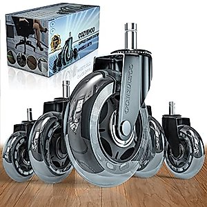 Office Chair Wheels, Heavy-Duty Caster Wheels 3 Inch, Replacement Wheels for Office Chair, Rubber Casters for Wood Floors/Carpet, Safe Quiet Rolling for Office Desk Chair Chair Wheels Set of 5
