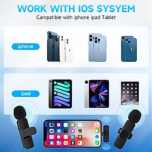 PQRQP Dual Wireless Lavalier Microphone for iPhone, iPad, Video Conferencing, Recording, Live Streaming