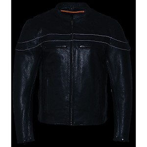 Milwaukee Leather SH1408 Men's Sporty Crossover Vented Black Motorcycle Leather Scooter Jacket - Large