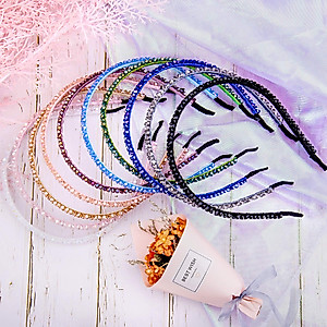 Duufin 10 Pieces Rhinestone Headbands for Girls Crystal Headband Sparkly Headbands Shiny Hair Headbands