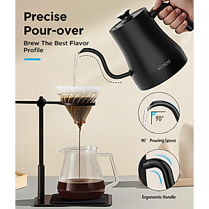 Gooseneck Electric Kettle with Temperature Control, 27oz/0.8L Fast Heat Electric Kettle for Pour Over Coffee/Tea, Auto Shut Off & Boil-Dry Protection, 4hrs Keep Warm, Stainless Steel Inner,Matte Black
