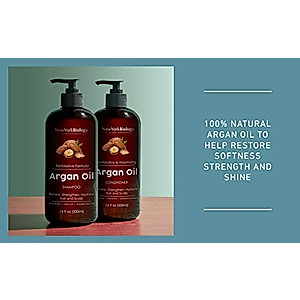 New York Biology Moroccan Argan Oil Conditioner - All Natural - Moisturizing and Volumizing Professional Series Restorative Formula - Infused with Keratin and Sulfate Free - 16.9 fl Oz