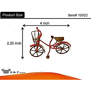 G & F Products MiniGardenn 10022 Fairy Garden Miniature Mini Bicycle, Red