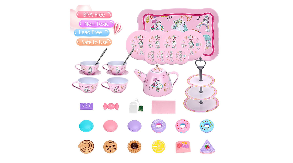 Auney Unicorn Tea Set for Girls - 36 PCS Playtime Fun