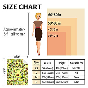 Avocado Throw Blanket - Soft, Fuzzy & Warm - 40x50 Inches Small Blanket for Couch, Sofa - Green Cute Throw Gift for Girls, Boys