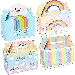 12 Pack Rainbow Party Favor Boxes Cloud Pastel Happy Birthday Treat Bags Rainbow Theme Colorful Candy Goodies Valentine's Day Gift Boxes for Baby Shower Party Decorations Supplies 6 x 3 x 3.5 Inches