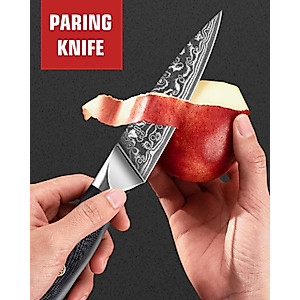 MOSFiATA Kitchen Knife ，Damascus paring Knife 3.5 inch Fruit Knife