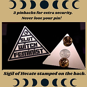 ADHD Witchery. Slut Witch Feminist Antique Brass Huge 2 Inch Pin Enamel Pin. Stamped with Sigil of Hecate On Back. Made For Witchy, Slutty, Freaks & Lovers. Wiccans, Pagans, Trans Witches, Queer Witches, Bi Witches, Intersectional Feminist Activists, Plea
