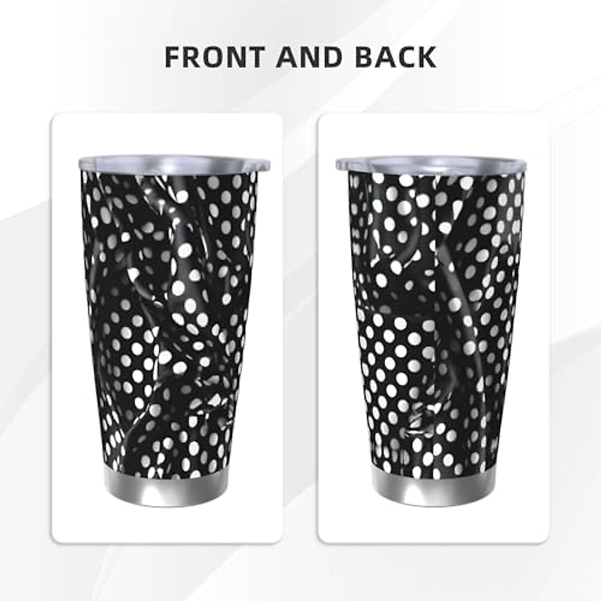 WXZYFP Car cup (single silver rim), can use a straw or drink directly, easy to use.Black and white corrugated dots