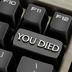 HFSECURITY You Died Design Metal Keycaps for Cherry Mx Switch Mechanical Gaming Keyboard Black Aluminum Alloy Backspace Keycaps