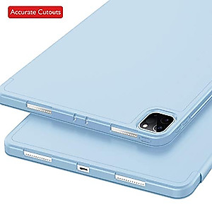 ZryXal New iPad Pro 12.9 Case 2022/2021 (6th/5th Generation) with Pencil Holder, Premium Protective Case Cover with Soft TPU Back and Auto Sleep/Wake Feature for 2022 iPad Pro 12.9 (Sky Blue)