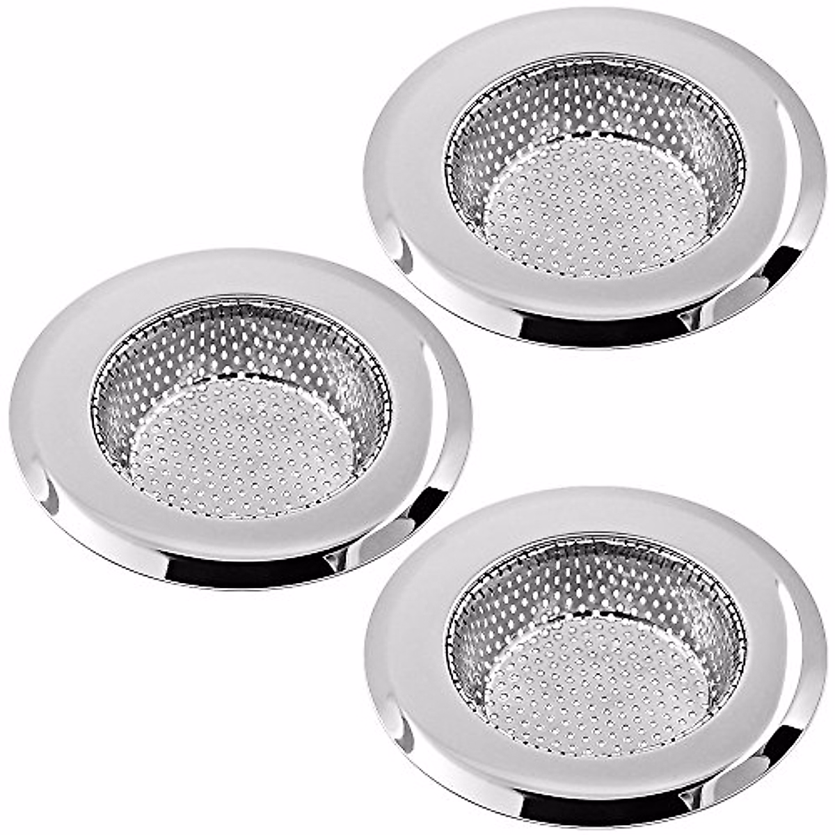 3 Pack Kitchen Sink Strainers, SENHAI 4.3" Diameter Stainless Steel Sink Hole Cover Basket for House Bathroom Kitchen Sinks, Anti-Clogging & Rust-Free & Corrosion-Free