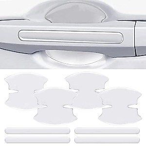 8Pcs 3D Transparent Car Door Bowl Scratch Protector, Car Door Handle Protector Accessories Clear Door Bowl Paint Protection Film Waterproof Anti-Scratch Stickers Covers for Most Models