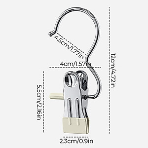 50 PCS Stainless Steel Laundry Hanging Hooks Clips, Anti-rust Clip Space-saving Clothespin Hat Pants Storage Hanging Travel Hook, 360° Rotating Hanger Clips Towel Clips Boot Hangers for Closet (Black)