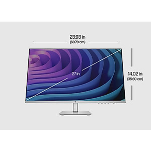 HP 27 inch 1080P Computer Monitor in Silver and Black, 27" Full HD (1920 x 1080) 75Hz Anti-Glare IPS Display with AMD FreeSync, 2 HDMI, 1 VGA, Highly Accurate Color (2024 Model) with Docztorm Dock
