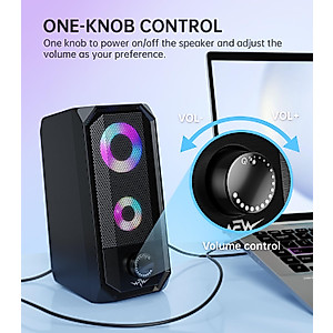 Fishcovers Computer Speakers for Desktop PC and Laptop, Monitor Speakers with RGB Lights,FC03 USB Powered Gaming Speakers