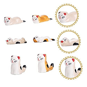 Ciieeo 6pcs Cat Chopstick Rest Chopstick Rack Pillow Ceramic Chopsticks Stand Tableware Holder Ceramic Rabbit Figurine Decorative Chopstick Rest Spoon Rest Holder Kitten Ceramics