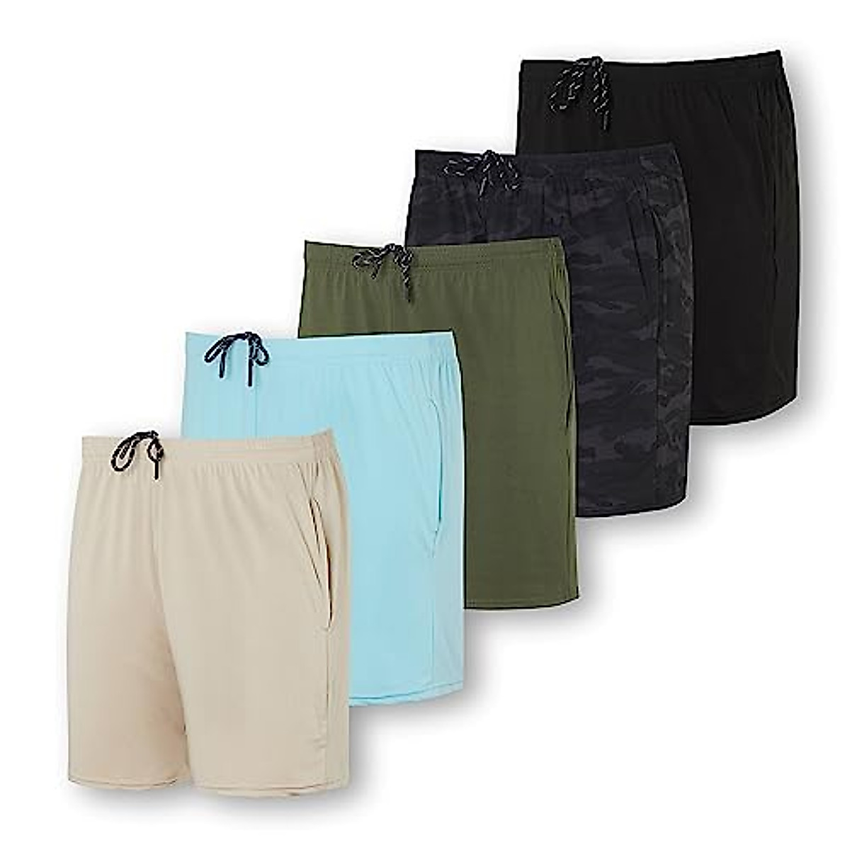 5 Pack: Mens 5 Inch Gym Shorts Running Workout Dry Fit Athletic Active Short for Men with Pockets Inseam Basketball Fitness Quick Training Summer Tennis Sport Exercise Track Casual Work - Set 10, XL