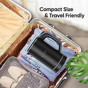 EVATEK Small Electric Kettle, Travel Mini Hot Water Boiler Heater, 304 Stainless Steel 0.8L Portable Electric Kettles for Boiling Water, 5 Mins Coffee Kettle Travel Teapot with Auto Shut-Off