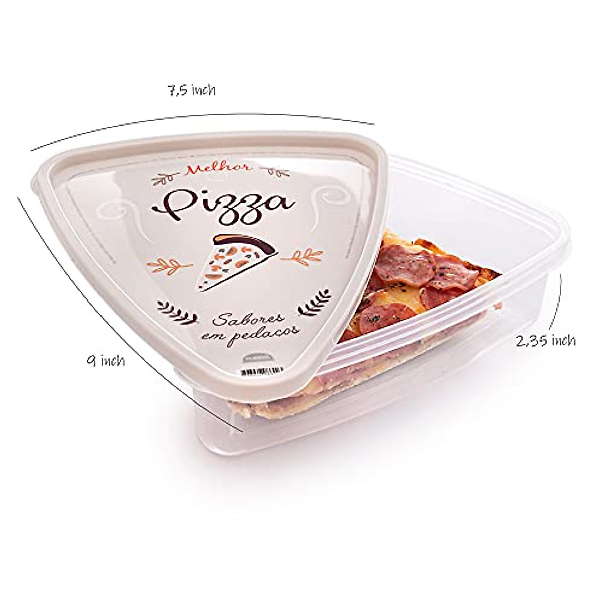 Pizza Slice Container Storage with Lids. Tray, Holder and Saver. 4 Plastic Packs to go. The Best Idea to Serve Pizza to Your Kids. (4, Fendy)
