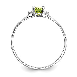 IceCarats 10K White Gold Diamond Green Peridot Ring Gemstone Band April August Birthstone Jewelry Size 6